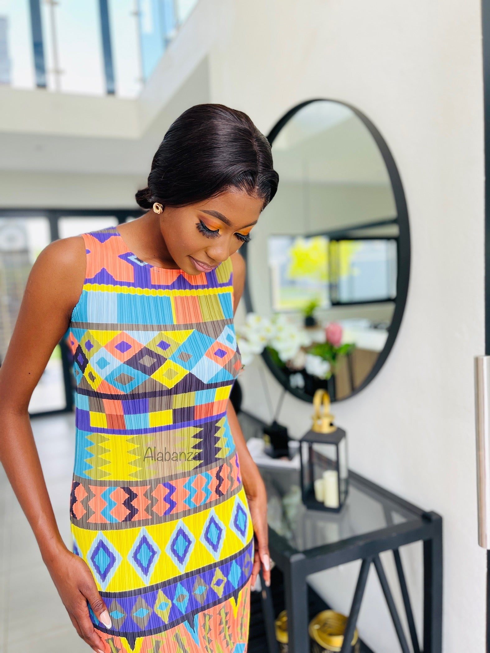 Milani Orange Pleat Dress – alabanza